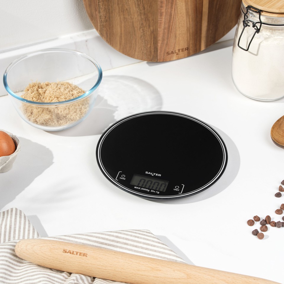 Salter Round Kitchen Scale Digital Food Weighing Scales Baking/Cooking ...