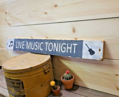 Live Music Tonight/Rustic Wood Sign/Guitar/Band/Vintage/Bar/Patio/Party ...