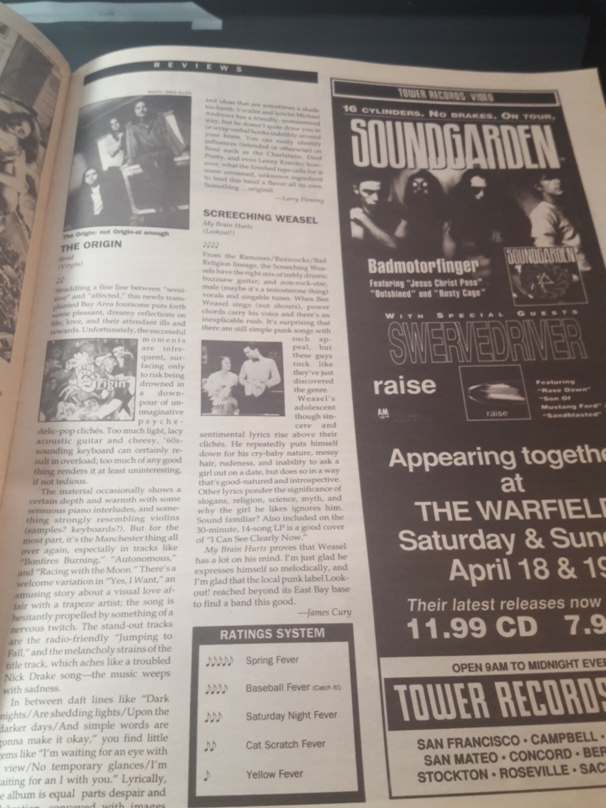 SOUNDGARDEN Early Show Ad 1992 Rare Vintage BAM MAGAZINE SF Grunge ...
