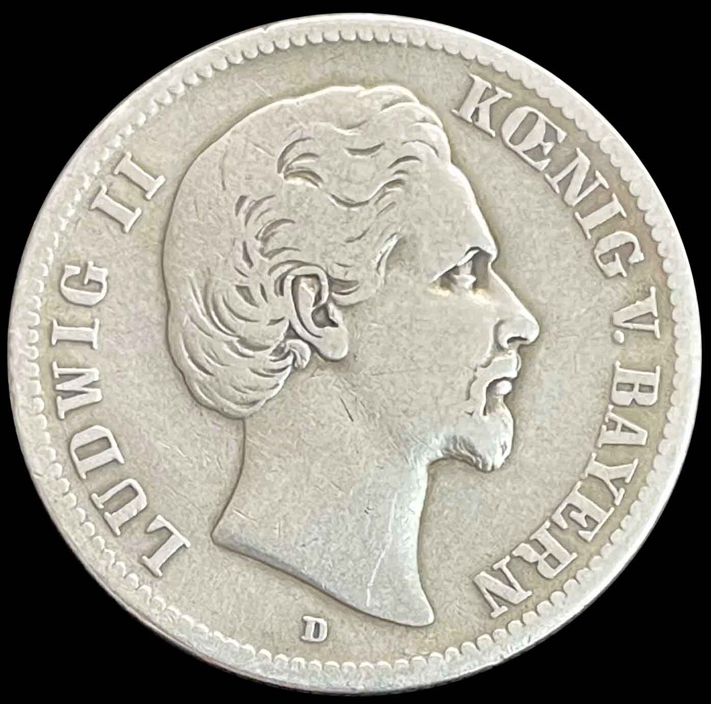 1876 D GERMAN STATES BAVARIA 2 MARK LUDWIG II IMPERIAL EAGLE COIN ...