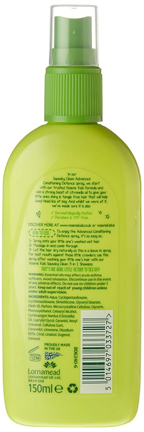 Vosene Kids Advanced Conditioning Defence Spray with Natural Head Lice ...