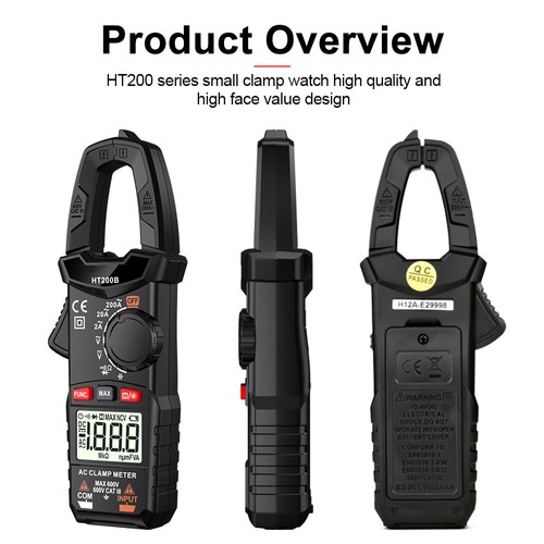 Digital LCD Clamp Meter AC/DC Current Voltage Multimeter Temp Volt Amp ...