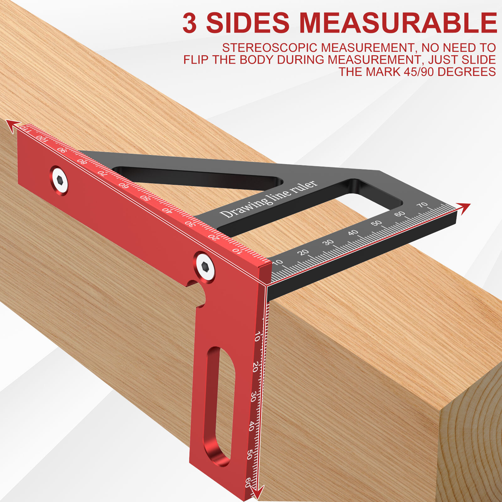 Woodworking Angle Ruler Aluminum Alloy 45/90° Miter Triangle Ruler ...