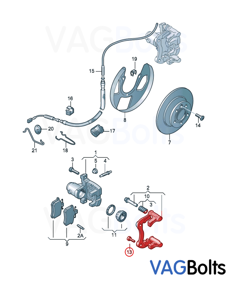 2x Genuine VW Golf MK4 Polo Beetle Rear Brake Caliper Carrier Bolt GTI ...
