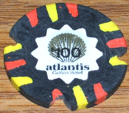 $100 1ST EDT GAMING CHIP FROM THE ATLANTIS (1984-1989) CASINO ATLANTIC ...