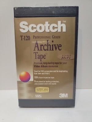 Scotch Gold T-120 3M Professional Grade Archive VHS Stereo HiFi Tape ...
