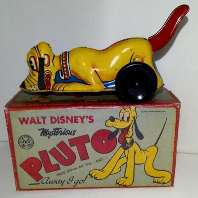 EX! DISNEY 1939 PLUTO TIN MARX "LEVER ACTION" WIND-UP TOY + "NEW" REPRO ...