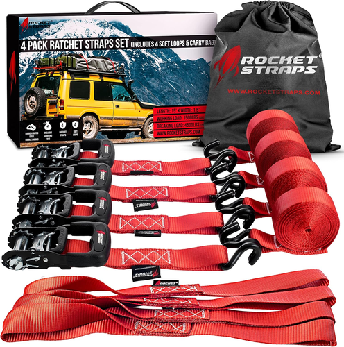Heavy Duty Ratchet Straps 1500 Lbs Working Load 4500 Lbs Break Strength ...