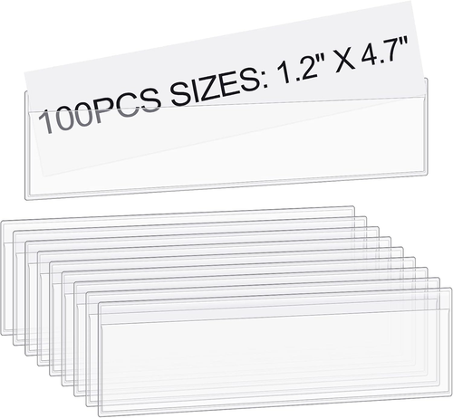 100 Pcs Label Holders for Shelves Stick Shelf Label Holder Clear Self ...