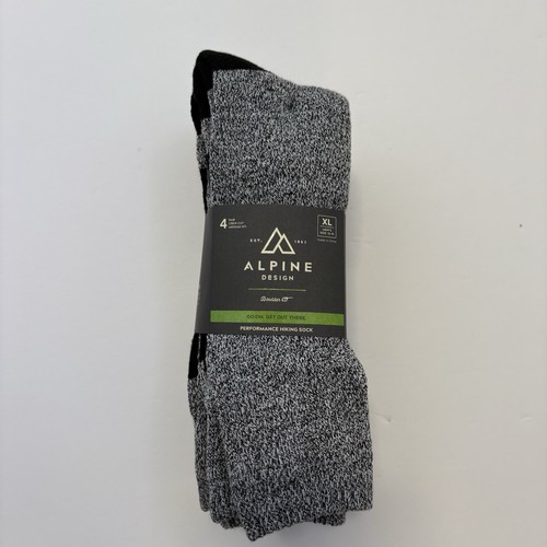 ALPINE DESIGN Men's Performance Hiker Crew Socks 4 Pack Size XL ...