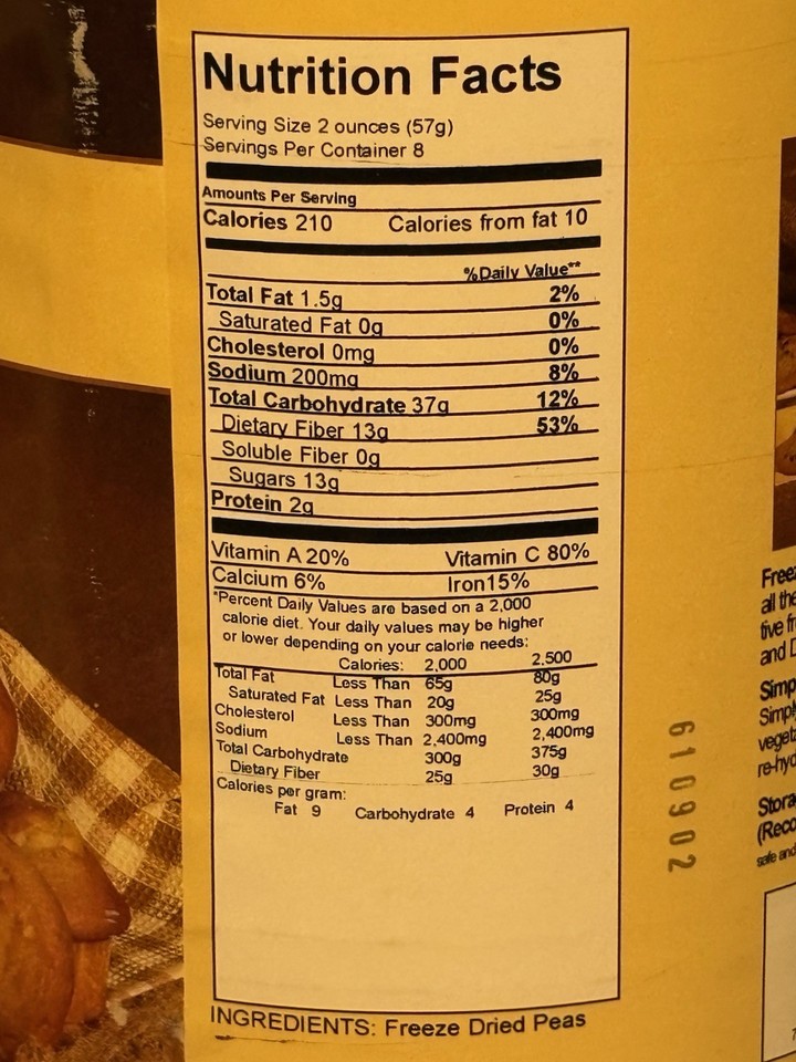 4 #10 Cans Freeze Dried Honeyville Grains Inc Vegetables 2 Cans Corn 2 ...