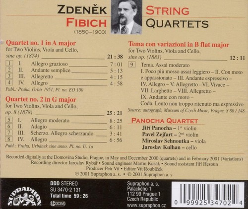 None Zdenek Fibich: String Quartets, Variations (CD) 99925347024 | eBay