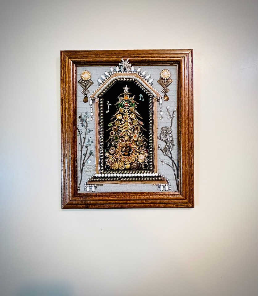 CHRISTMAS WINDOW FRAMED JEWELRY ONE OF A KIND ART HOME DECOR UNIQUE ...