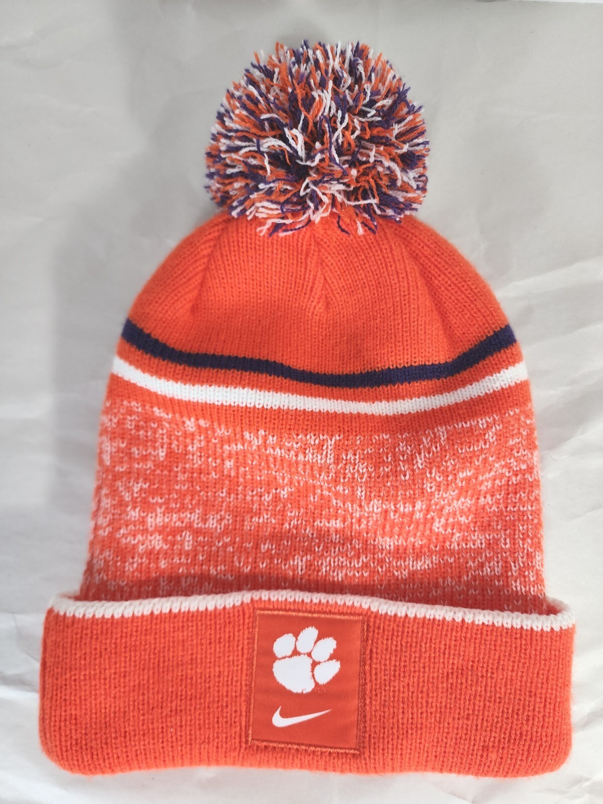 Nike Clemson Tigers Knit Beanie Hat Cap Orange Size Adult Pom Winter ...