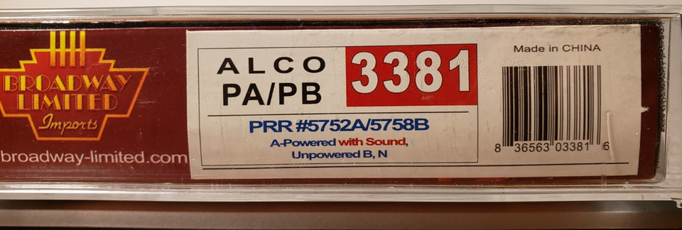 Broadway LTD Imports Alco PA/PB Pennsylvania PRR DCC & Paragon Sound N ...