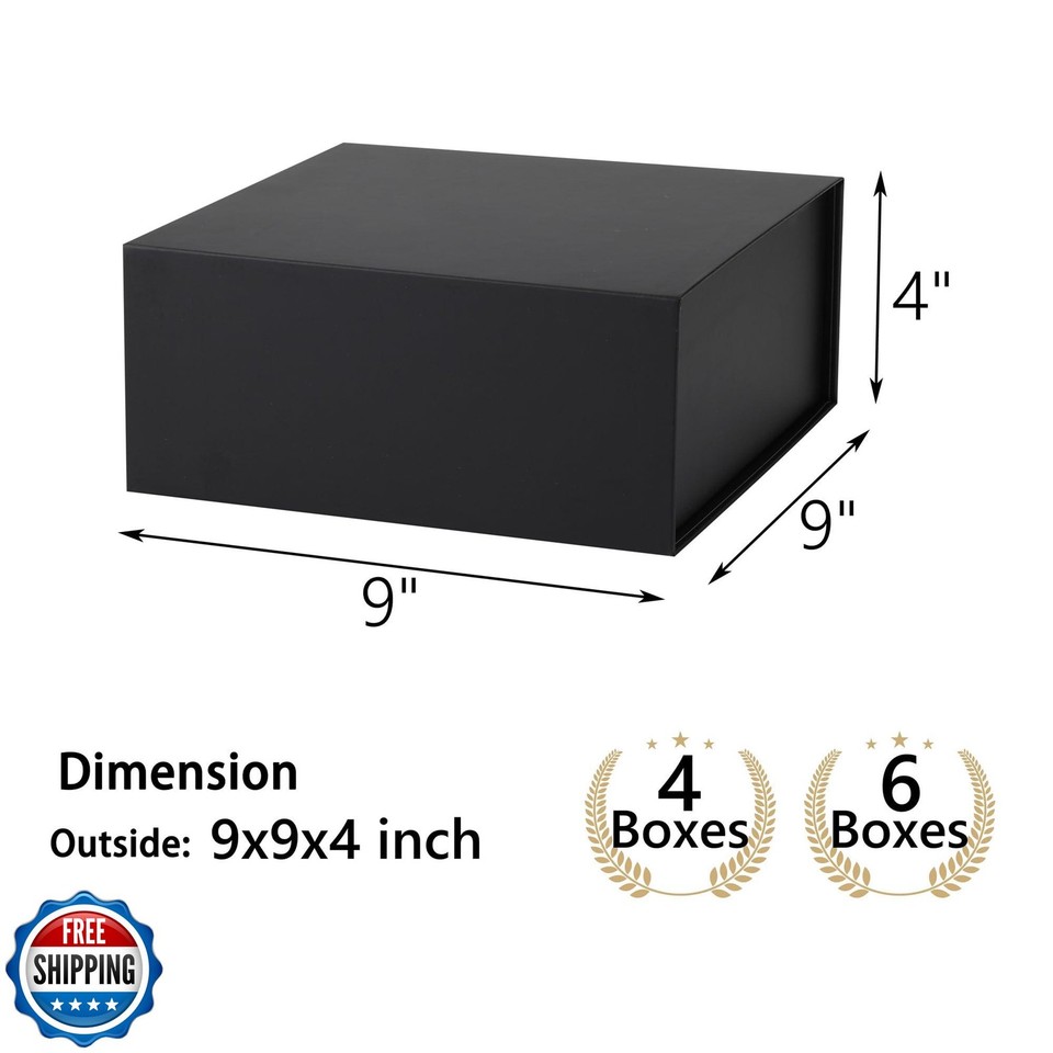 MUMUPACK 4 Pack Black Gift Boxes With Lids,9x9x4 Inch Bridesmaid ...