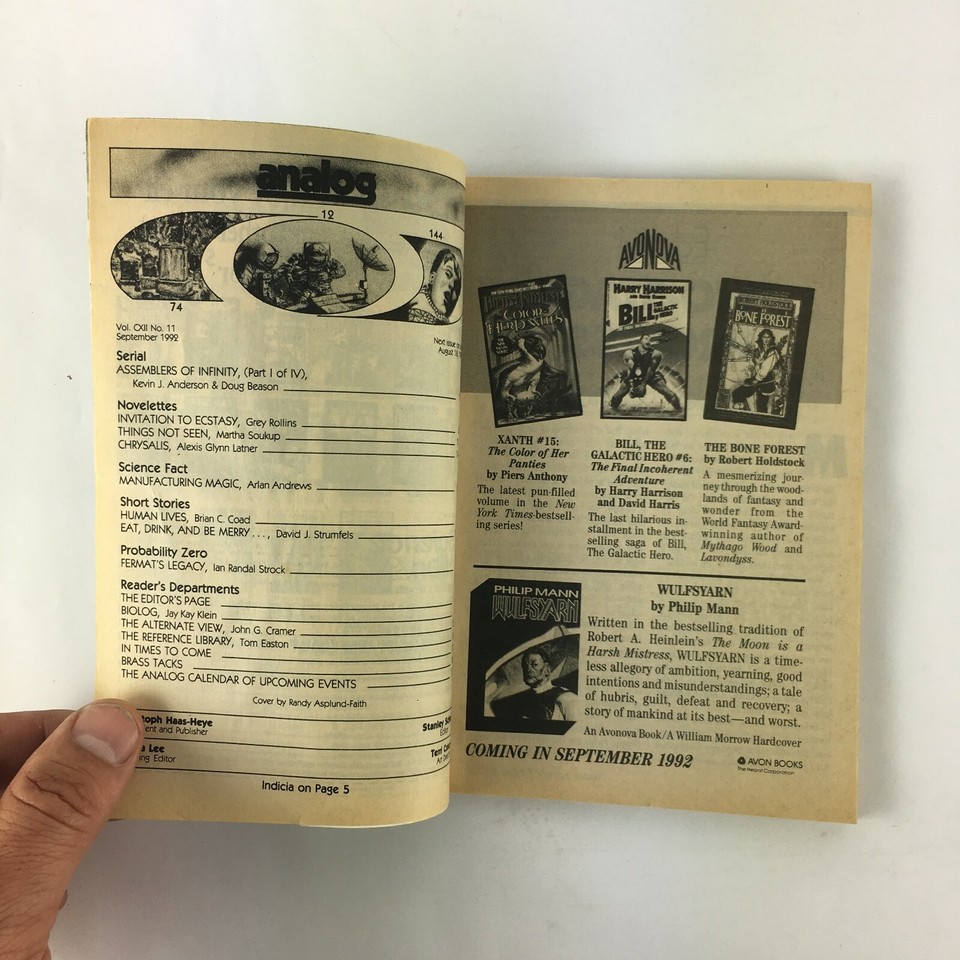 September 1992 Analog ScienceFiction Fact Magazine Kevin J.Anderson ...