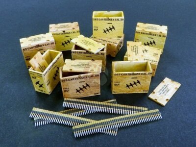 Plus Model 1/32 M1917 Ammo Box .50 Cal Linked Cartridges (10pc w/4 ...