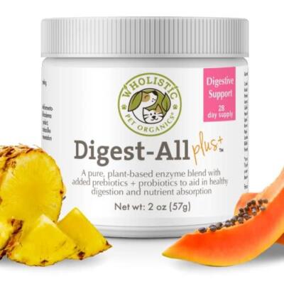 Wholistic Pet Organics Digest-All Plus: Probiotic Enzyme Dog Supplement ...
