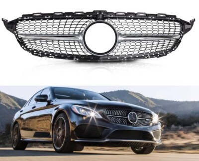 Diamond Grill For Mercedes Benz W205 C Class C250 C300 C400 2015-2018 ...