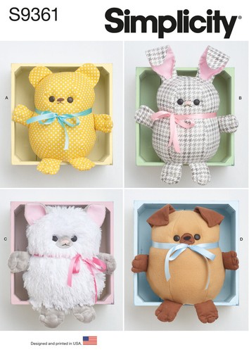 SIMPLICITY SEWING PATTERN 9361 EASY STUFFED SOFT TOYS, BEAR BUNNY KITTEN & PUPPY | eBay Australia