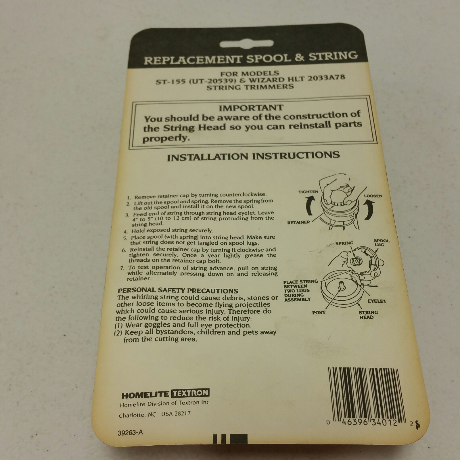 NOS OEM Homelite ST-155 UT-20539 & Wizard HLT 2033A78 String Trimmer ...