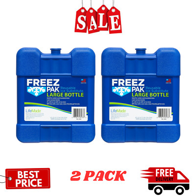 (2 Pack) Lifoam Freez Pak Large Reusable Ice Pack with Hard Shell, Blue ...