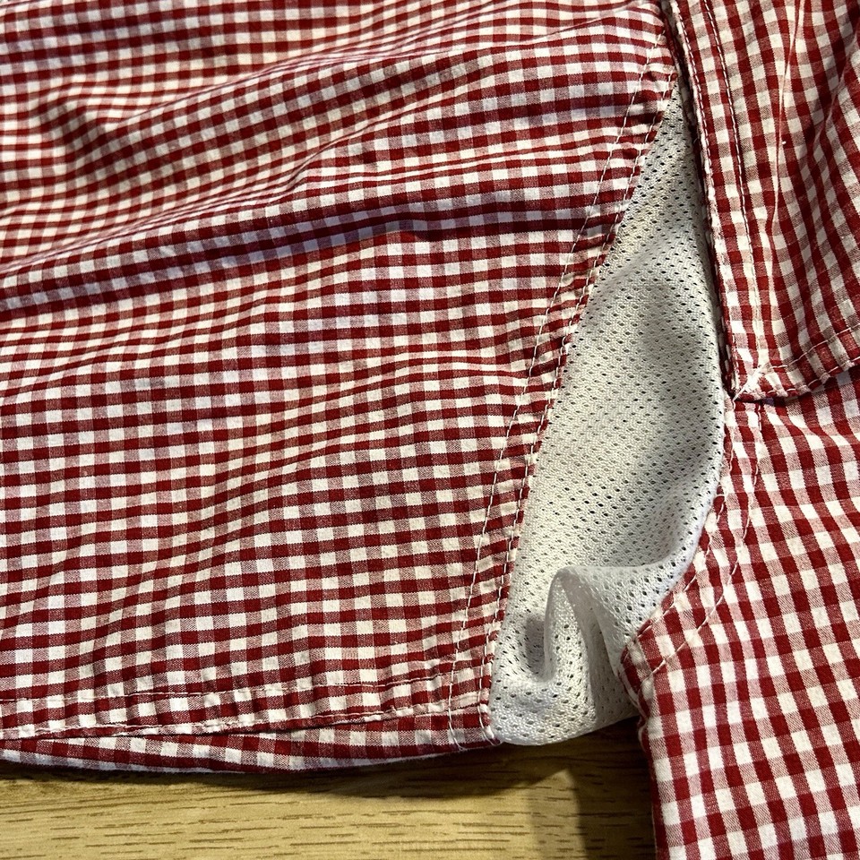 DRAKE Fishing Shirt~ARKANSAS RAZORBACKS~Mens XL~Red Gingham Check ...