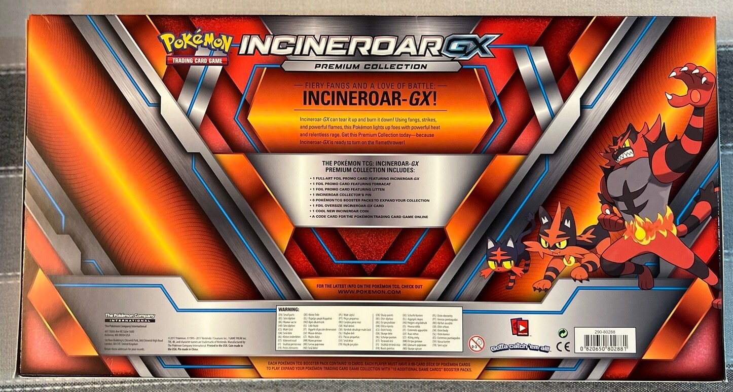 Pokémon TCG Incineroar GX Premium Collection Factory Sealed Excellent ...