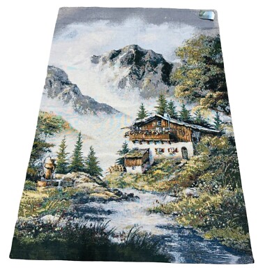 Alpine Chalet Swiss Alps Woven Grande Tapestry Wall Hanging | eBay