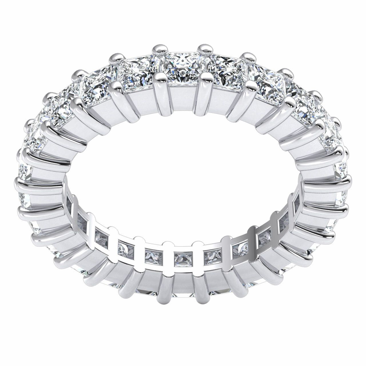 950 Platinum 3.75Ct Princess Cut Diamond Shared Prong Eternity Band ...