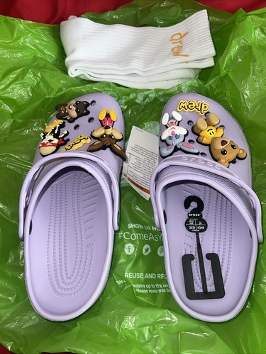 Crocs Drew House Justin Bieber Lavender Purple Socks Women’s 8 Brand ...