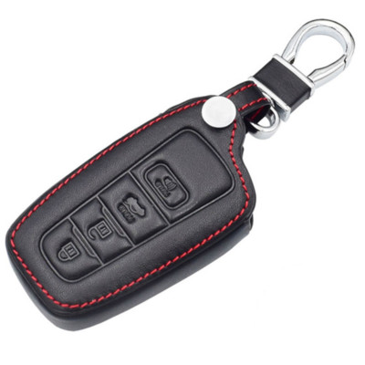 Black Leather For Toyota Camry C-HR Prius 4 Buttons Smart Key Chain ...