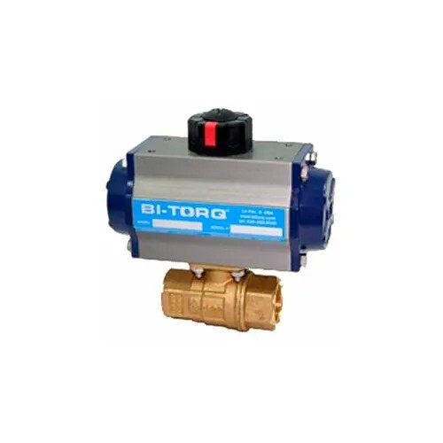 NEW! Two BI-TORQ 2" 2-Pc Brass NPT Ball Valve W/Dbl. Acting Pneum ...