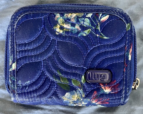 LUG Splits Wallet Quilted RFID Multi Pocket Zipper Bouquet Blue Floral ...