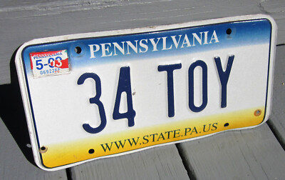 Old 34 Toy Pennsylvania state Car vanity License Plate | eBay