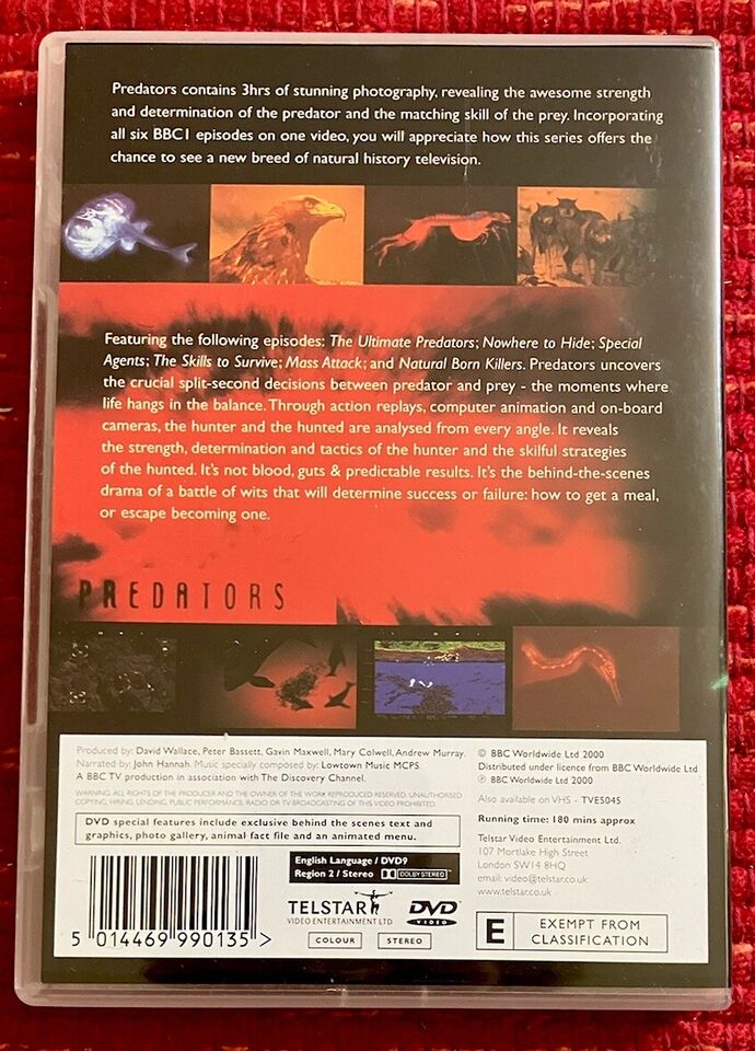 Predators DVD 2000 John Hannah BBC Six Part Nature Documentary Series ...