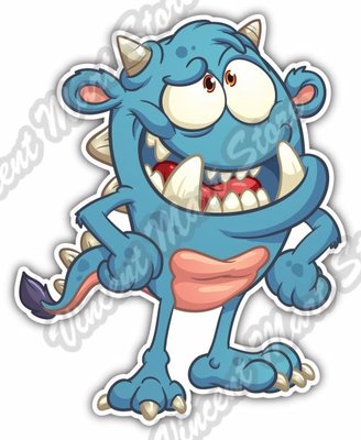 Cute Blue Monster Kids Cartoon Gift Idea Car Bumper Vinyl Sticker Decal ...