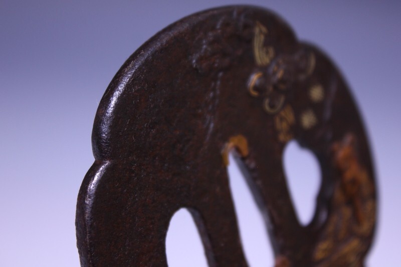 Japan Antique Edo Kinko tsuba 劉備図 katana sword koshirae Nihonto samurai ...