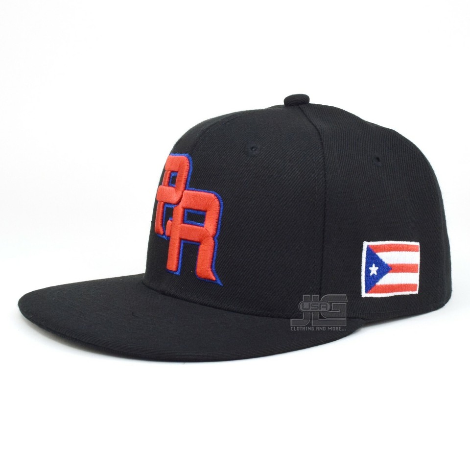 PR Fitted Two Tone Solid Caps Puerto Rico Embroidered hat Front Side ...