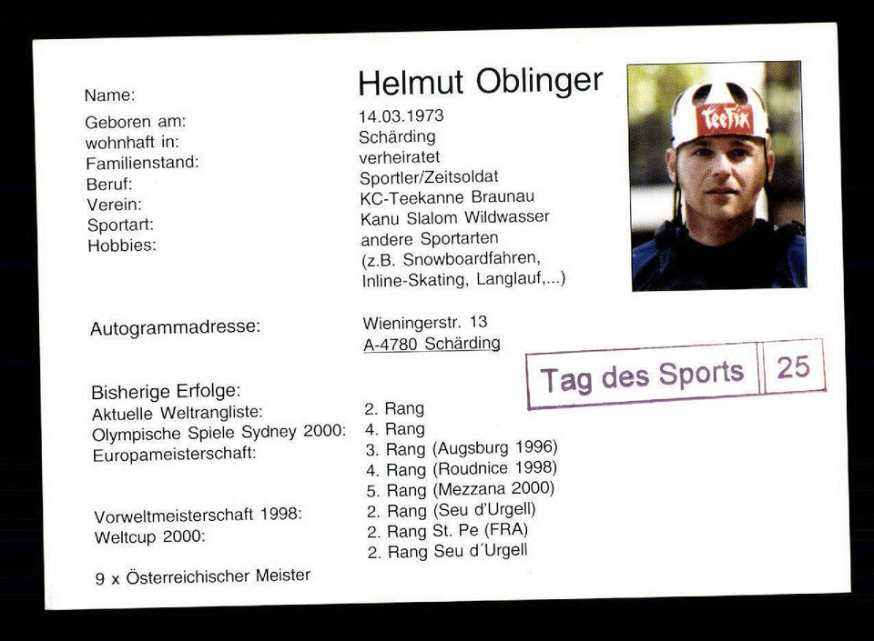 Helmut Oblinger Autogrammkarte Original Signiert Rudern + A 177742 | eBay
