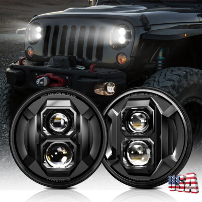 Newest Brightest Pair 7" inch Round Led Headlights for Jeep Wrangler JK ...