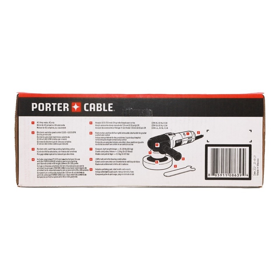 Porter Cable Random Orbital Polisher Swirl Free Variable Speed 6 Inch ...
