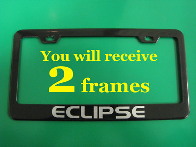 (2PCS) *ECLIPSE* BLACK metal license plate frame with Screw Caps | eBay