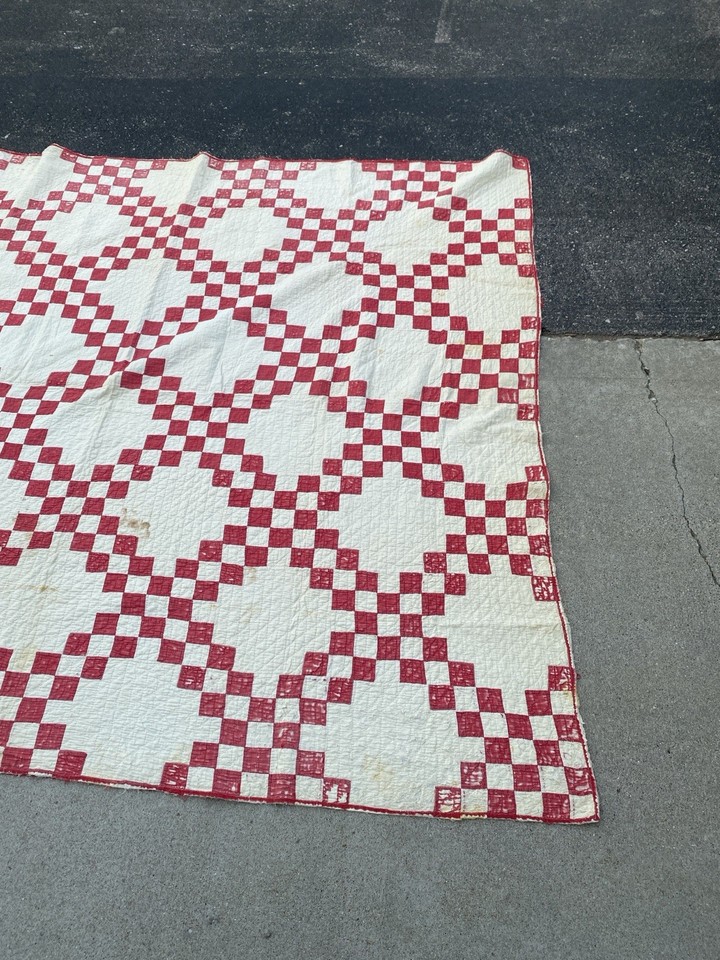 Antique Quilt farm found handmade feedsack calico crazy quilt Whirling ...