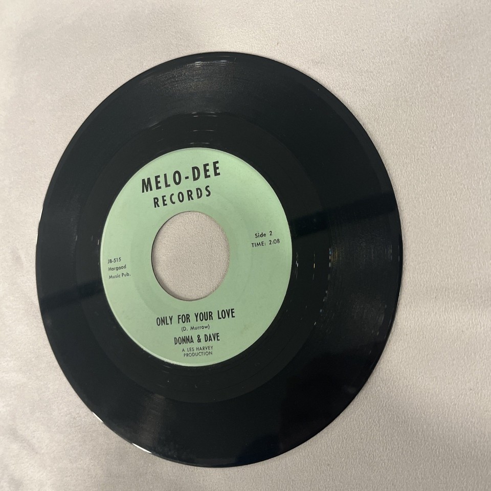 Donna & Dave 45 RPM - Young Once - Only For Your Love - Melo-Dee Record ...