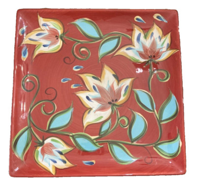 Southern Living at Home Gail Pittman Red Bountiful 13” Square Platter ...