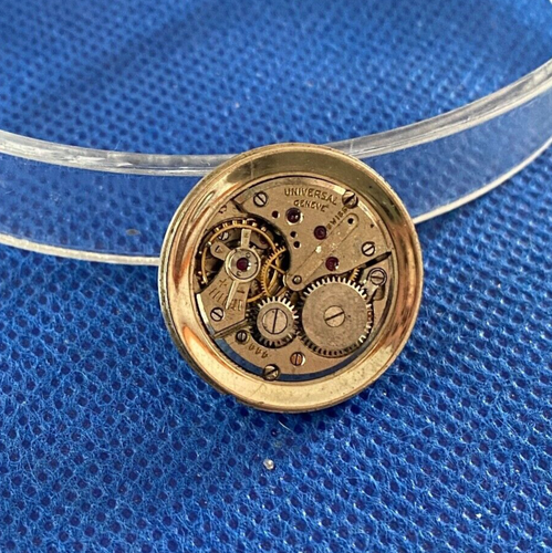 Original UNIVERSAL GENEVE 444 manual winding movement running & dial ...
