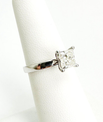 14K White Gold GSI Square Modified Brilliant 1 ct Diamond Engagement ...