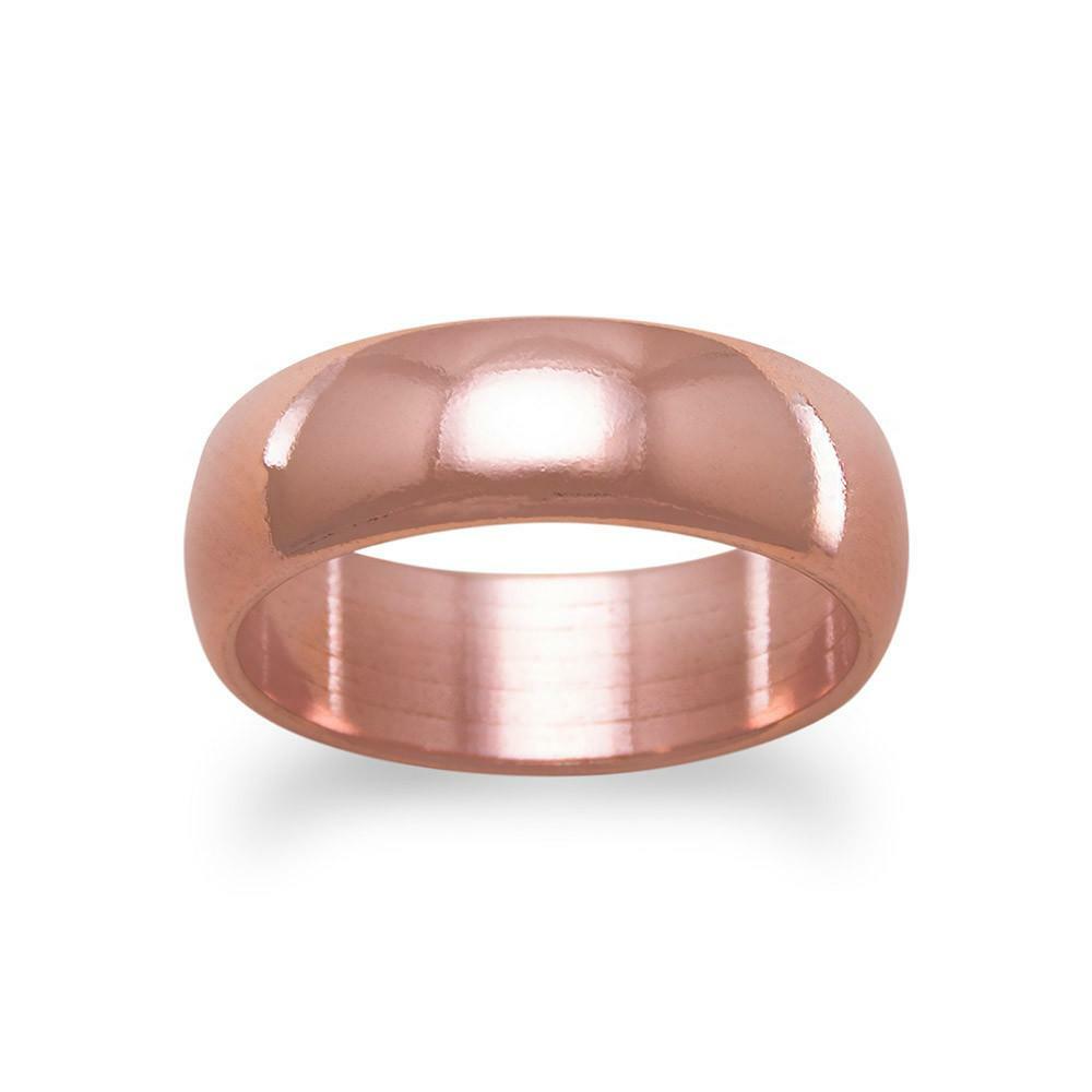 6mm Solid Copper Ring Plain Simple Nice Band Mens Womens Unisex Classic ...